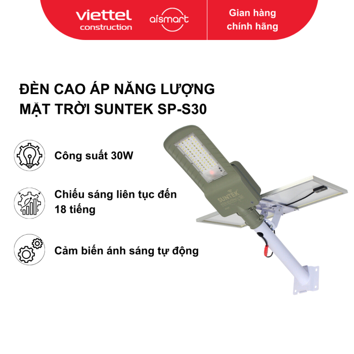 Bộ đèn cao áp năng lượng mặt trời công suất 30W. Model: SP-S30, hiệu: SUNTEK